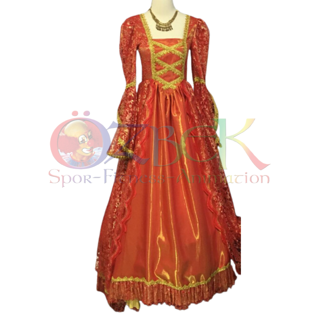 Barok Dönemi Kadın Kostümü - Turuncu